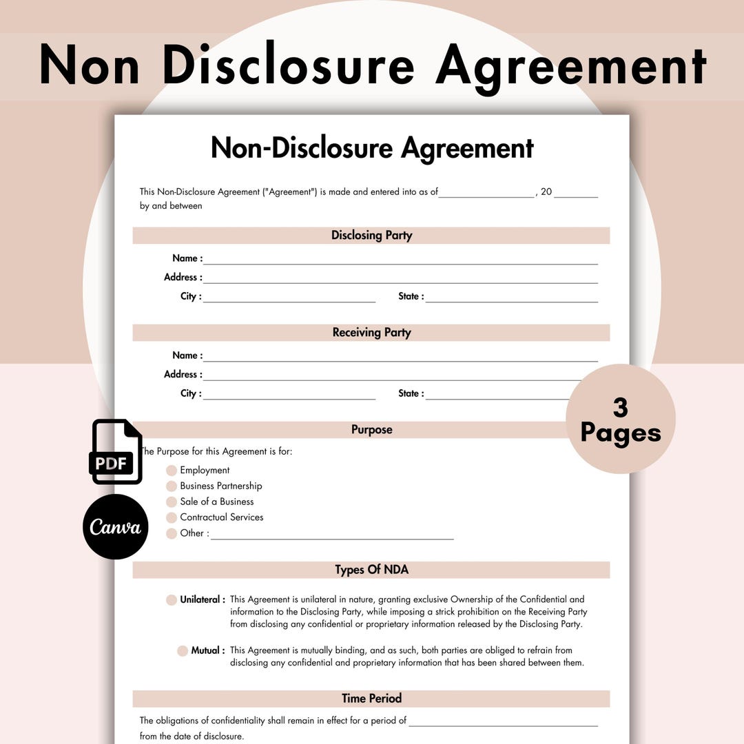 Non-disclosure Agreement, NDA Forms, Confidential Disclosure Agreement ...