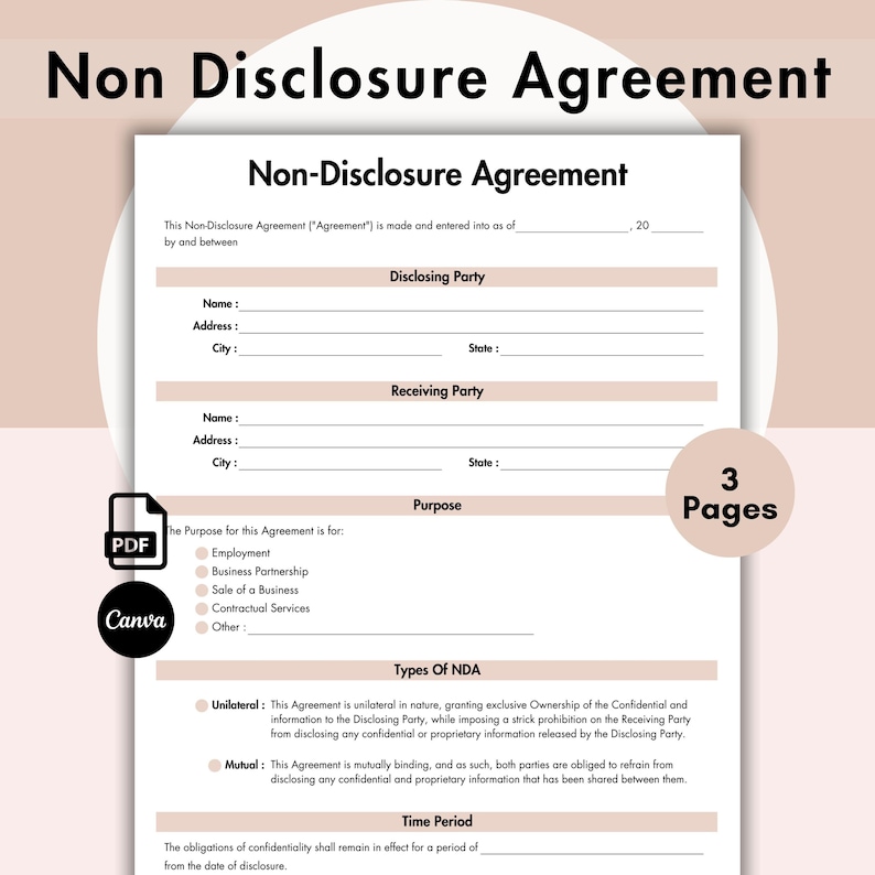 Non-disclosure Agreement, NDA Forms, Confidential Disclosure Agreement ...