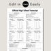Editable High School Transcript Template, Home School Transcript Form ...