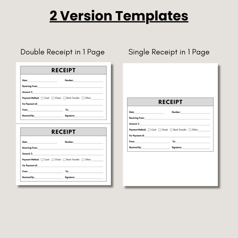 Simple Receipt Template, Editable Business Receipt, Sales Receipt for ...