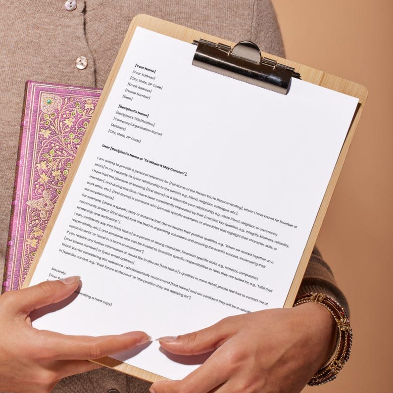 Editable Personal Reference Letter Template, Printable Letter of ...