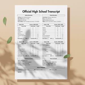 Editable High School Transcript Template, Home School Transcript Form ...