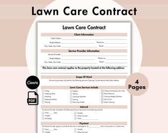 Editable Lawn Care Agreement, Single Page Landscaping Contract ...