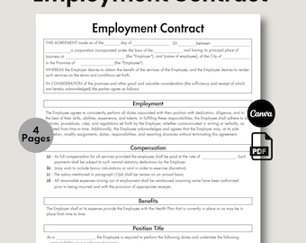 Minimalist Employment Contract Black, Simple Job Agreement Form ...