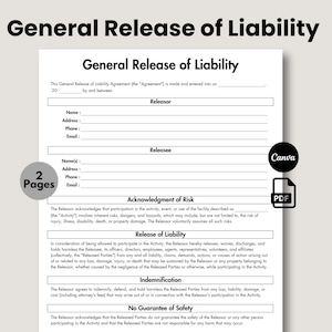 General Release of Liability, Printable & Editable Informed Consent ...