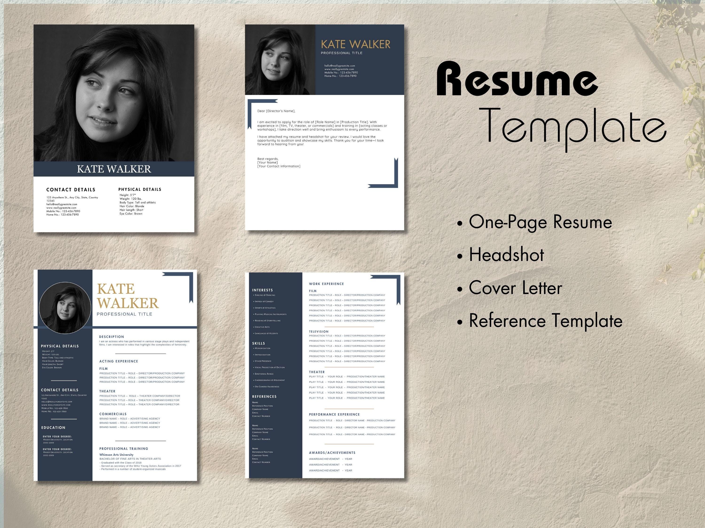Actress & Actor Resume Template, Editable in Canva Acting Resume ...