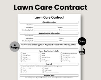 Editable Lawn Care Agreement, Single Page Landscaping Contract ...