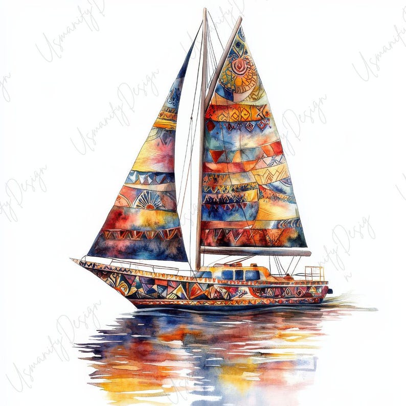 29 Watercolor Sailboat Clipart, Sailboat JPG Art, Boat Illustration ...