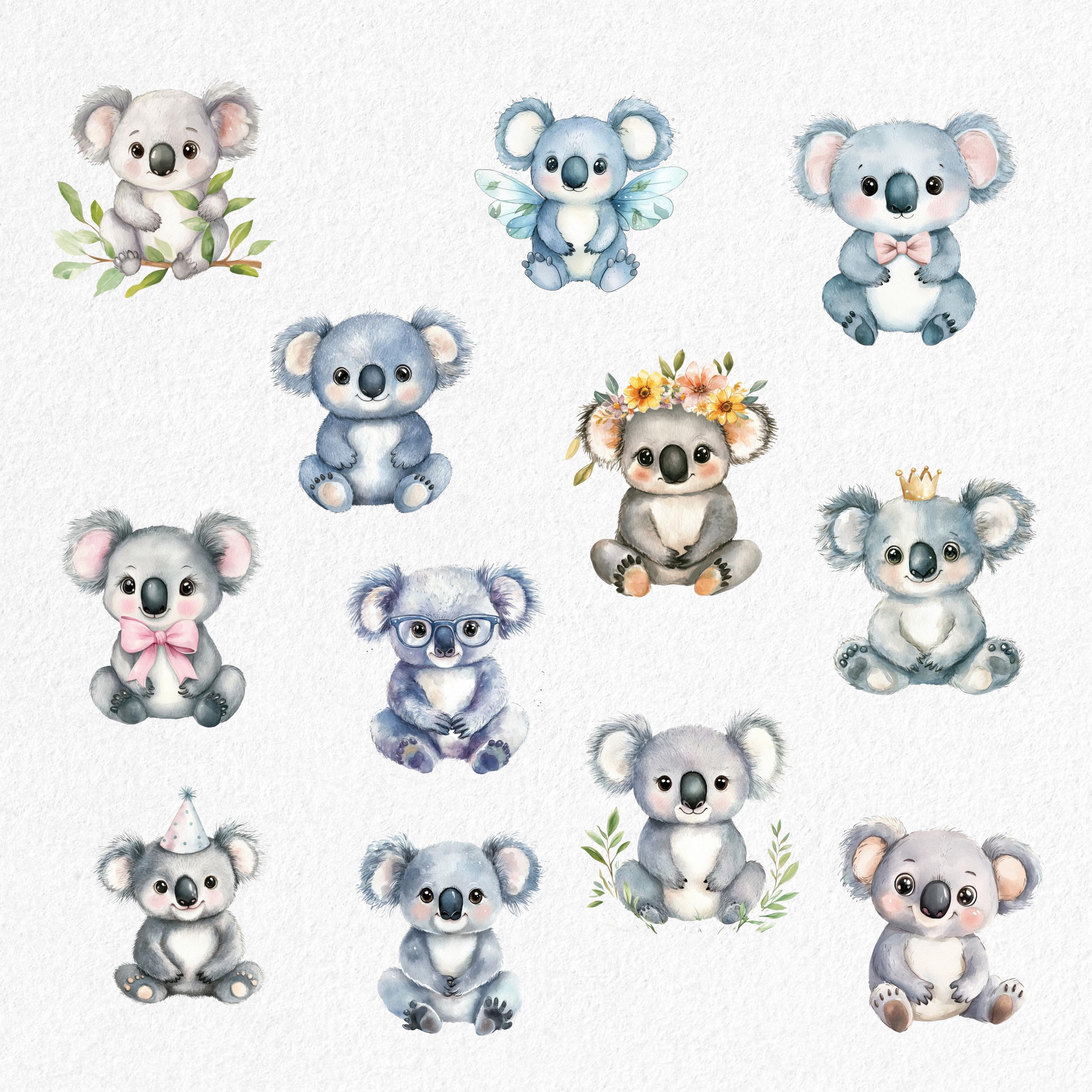 Koala Clipart PNG, Cute Koala Character Illustration, Watercolor Animal ...