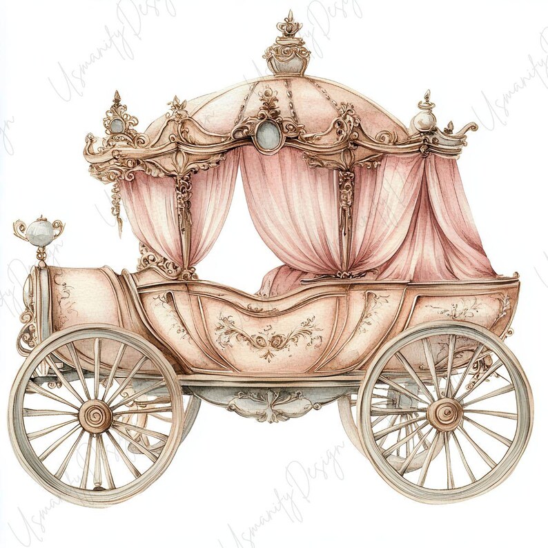 28 Watercolor Carriage Clipart, Princess Fairy Tale, Vintage Royal ...