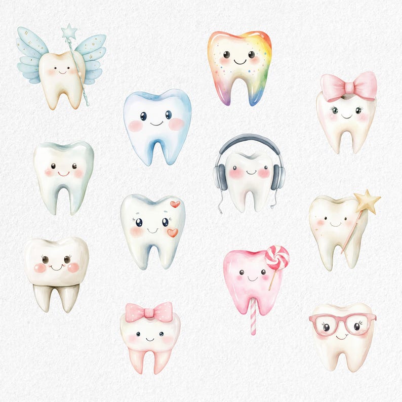 Tooth Clipart PNG, Cute Tooth Character Illustration, Kawaii Dental ...