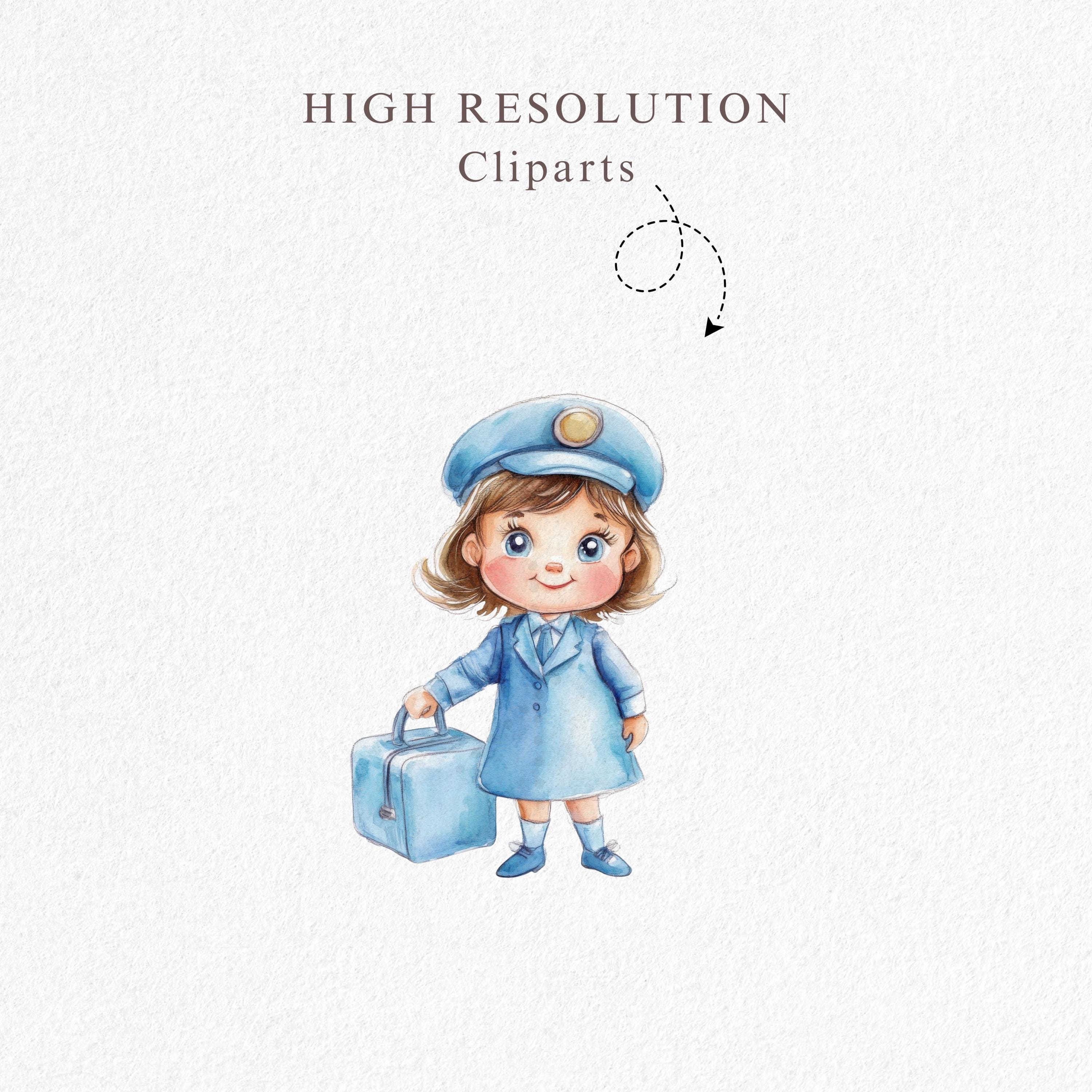 Kids Career Clipart PNG, Watercolor Occupation Clipart, Kids Profession ...