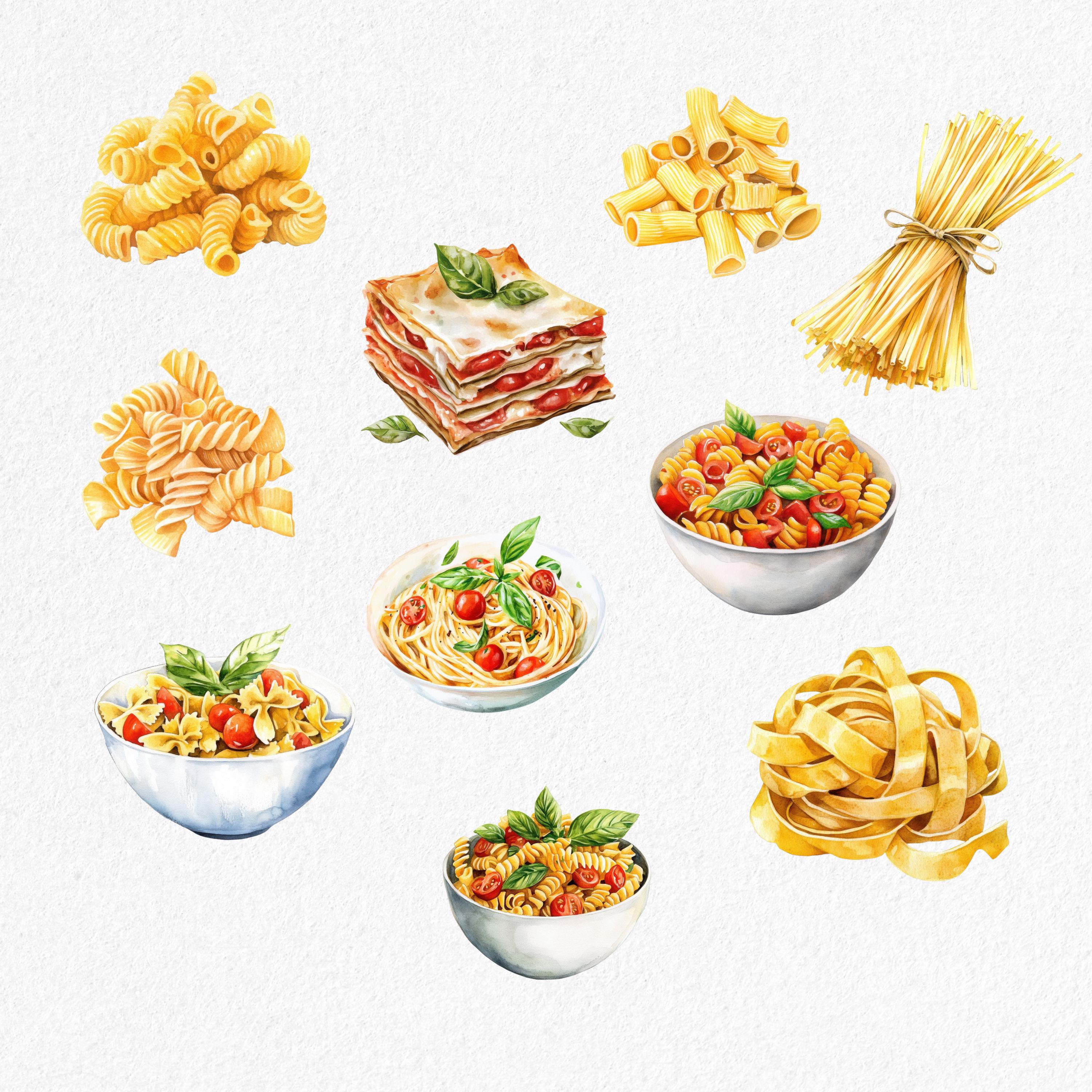 Watercolor Pasta Clipart: Italian Food PNG Graphics (digital Download ...