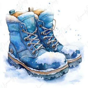 19 Winter Boots Clipart, Watercolor Snow Shoes, Cozy Footwear, Winter ...