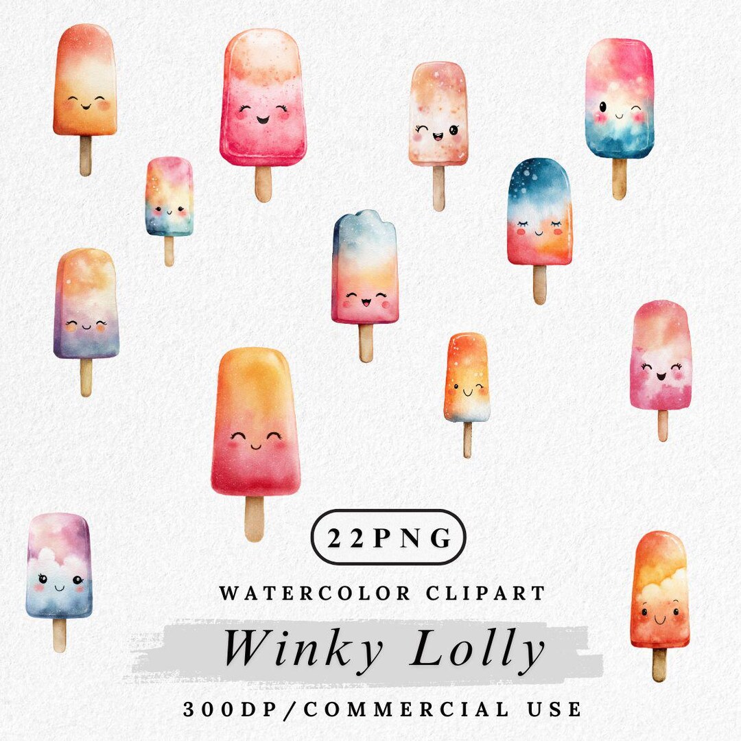 Kawaii Winky Lollipop Clipart: Candy PNG Bundle (digital Download) - Etsy