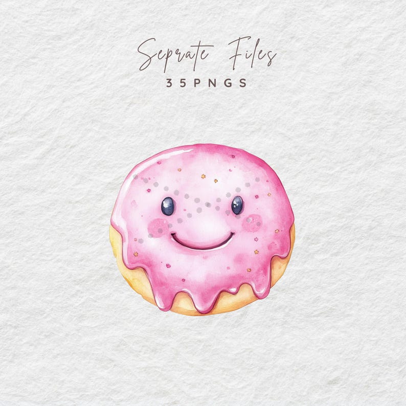35 Watercolor Candy Clipart Bundle, Sweet Treats Illustrations, Donut ...