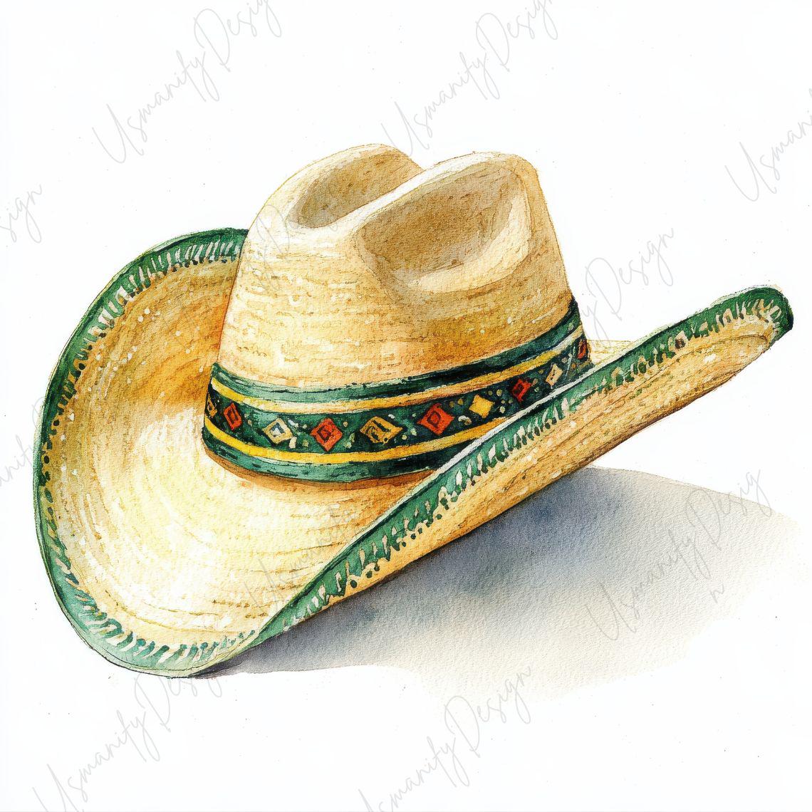 25 Sombrero Hat Clipart, Watercolor Mexican Sombrero, Fiesta Party Art ...
