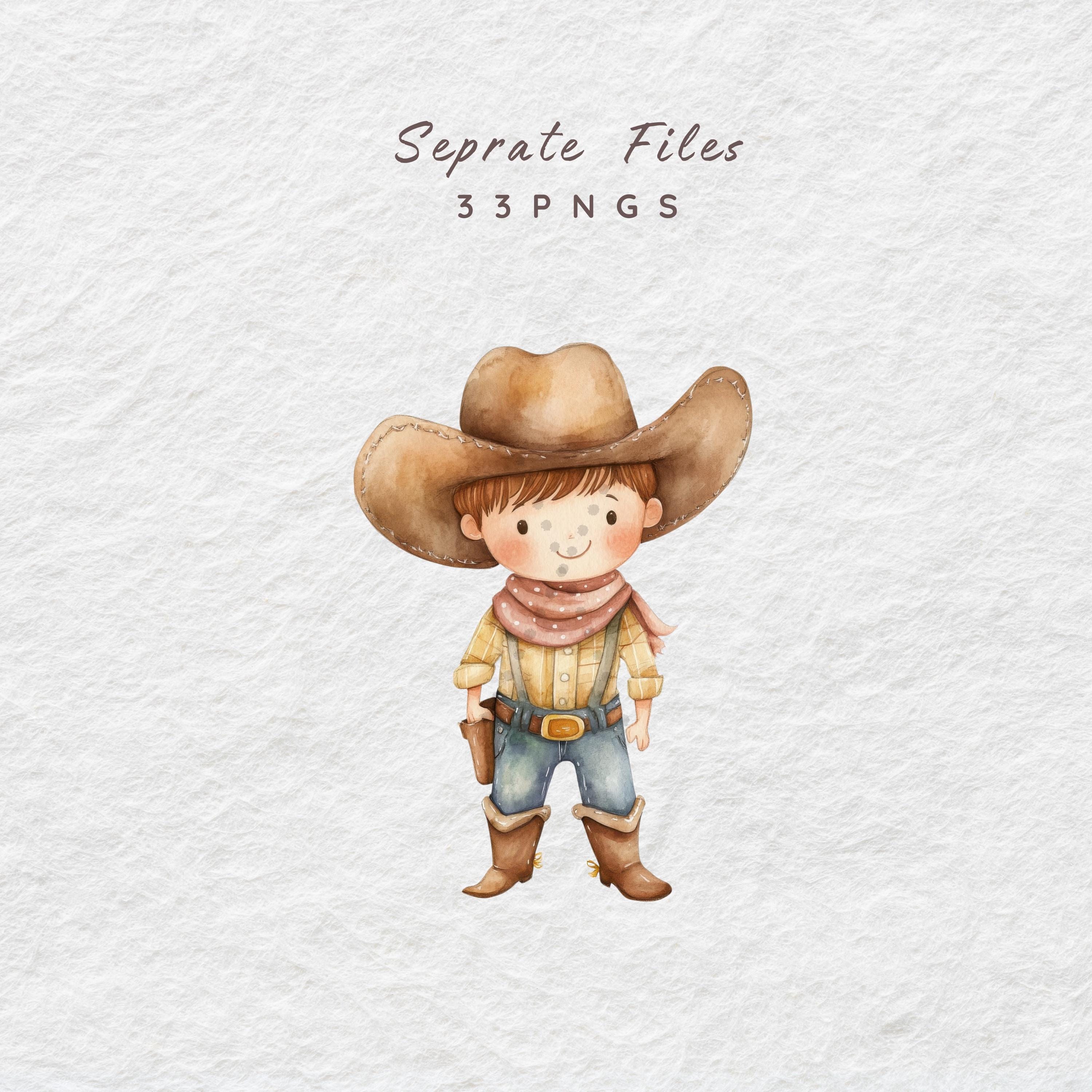 Watercolor Cowboy Clipart: Western Graphics, Horse & Outfit PNG ...