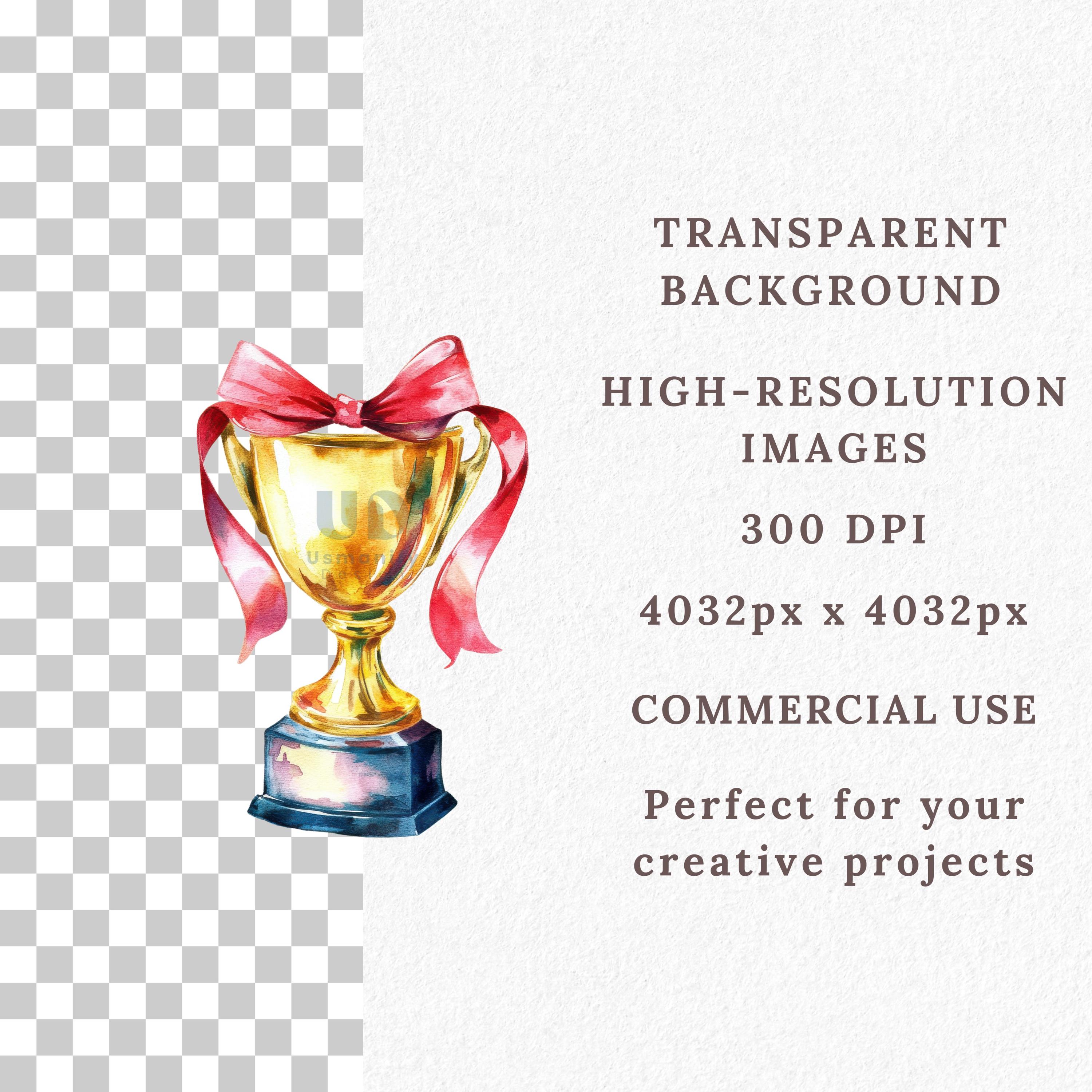Watercolor Trophy Clipart: Champion Award PNG Images (digital Download ...