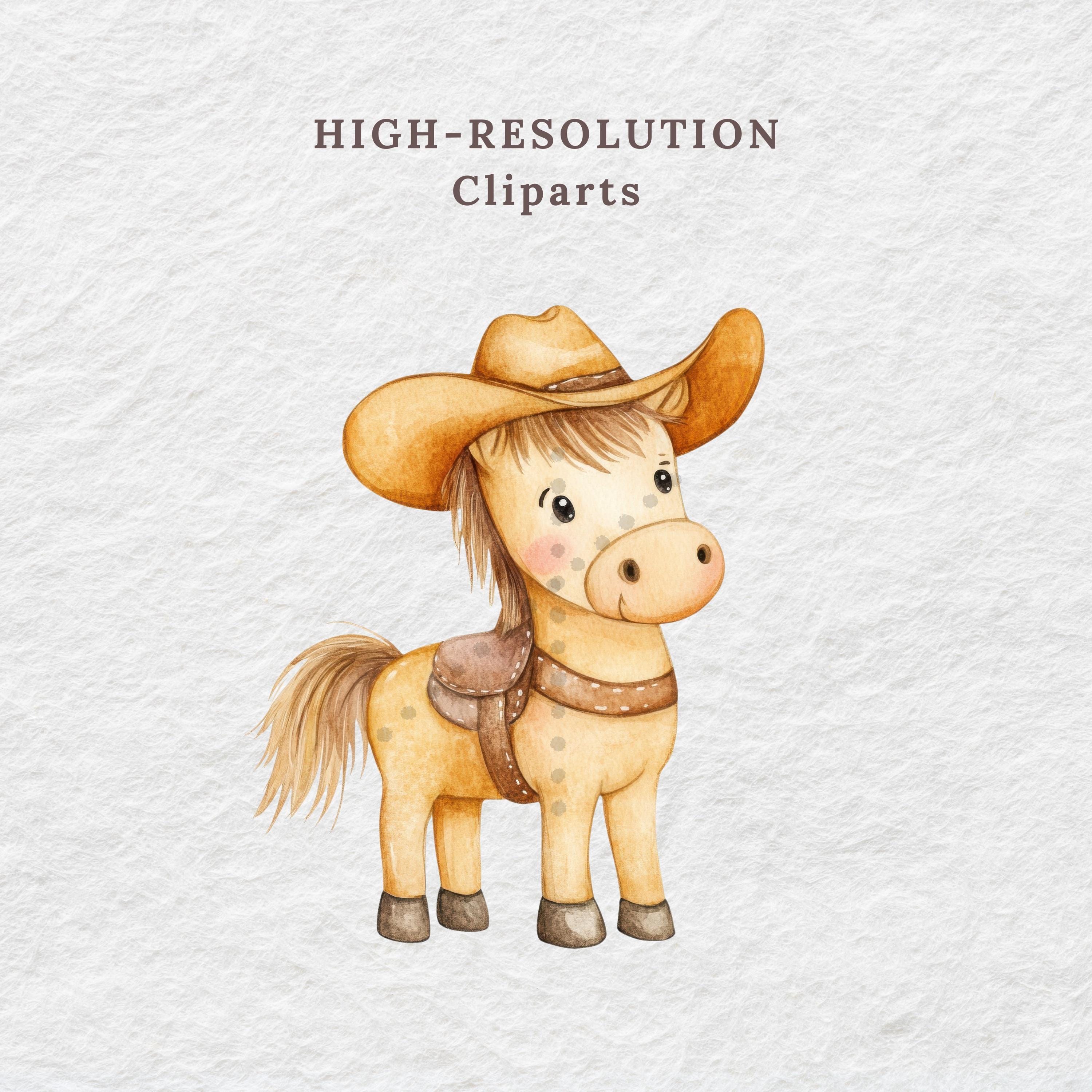 Watercolor Cowboy Clipart: Western Graphics, Horse & Outfit PNG ...