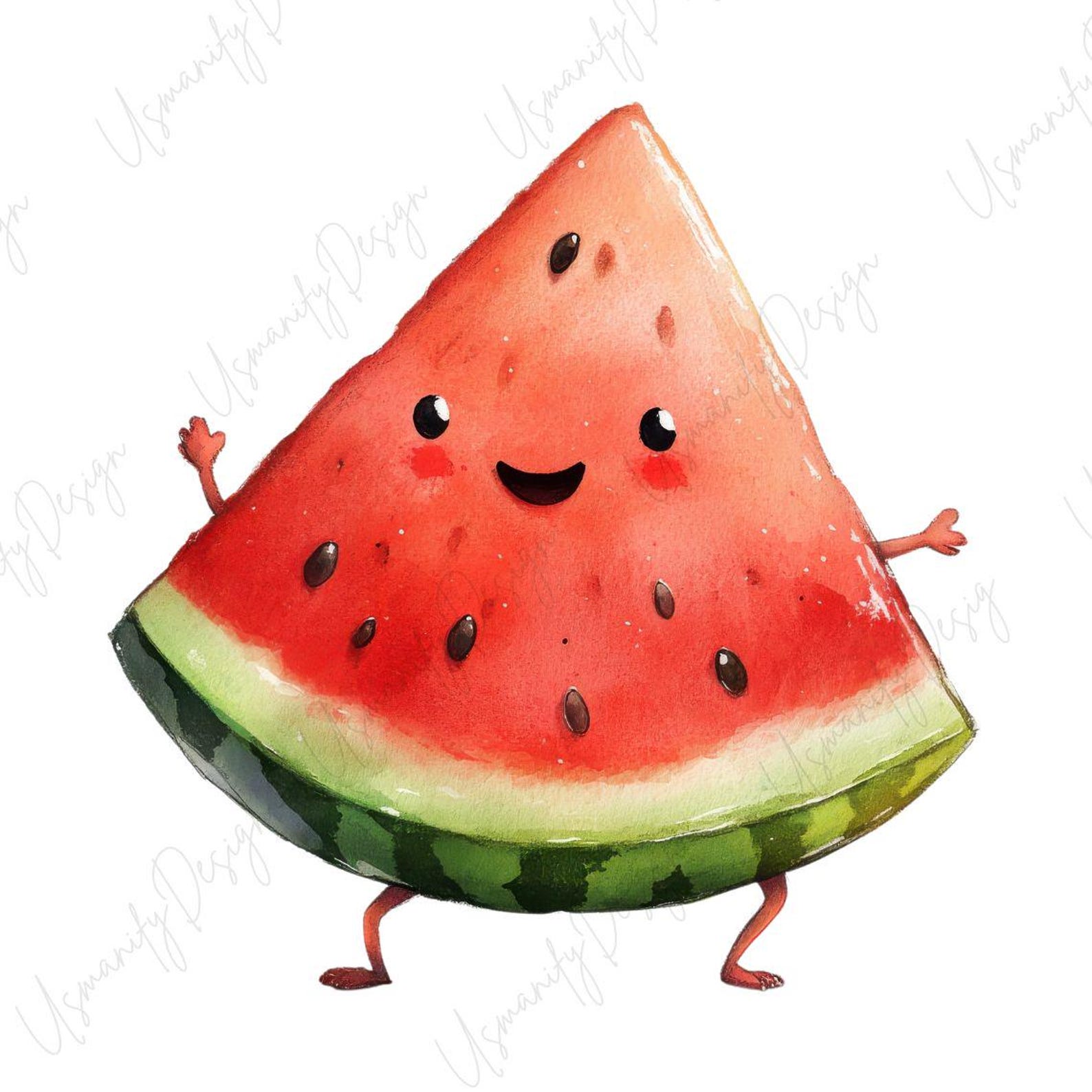 16 Watercolor Cute Fruit Art, Kawaii Fruit Clipart Set, Smiling Food ...
