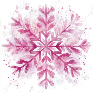 13 Watercolor Snowflake Clipart, Pink and Purple Winter Crystal Art ...