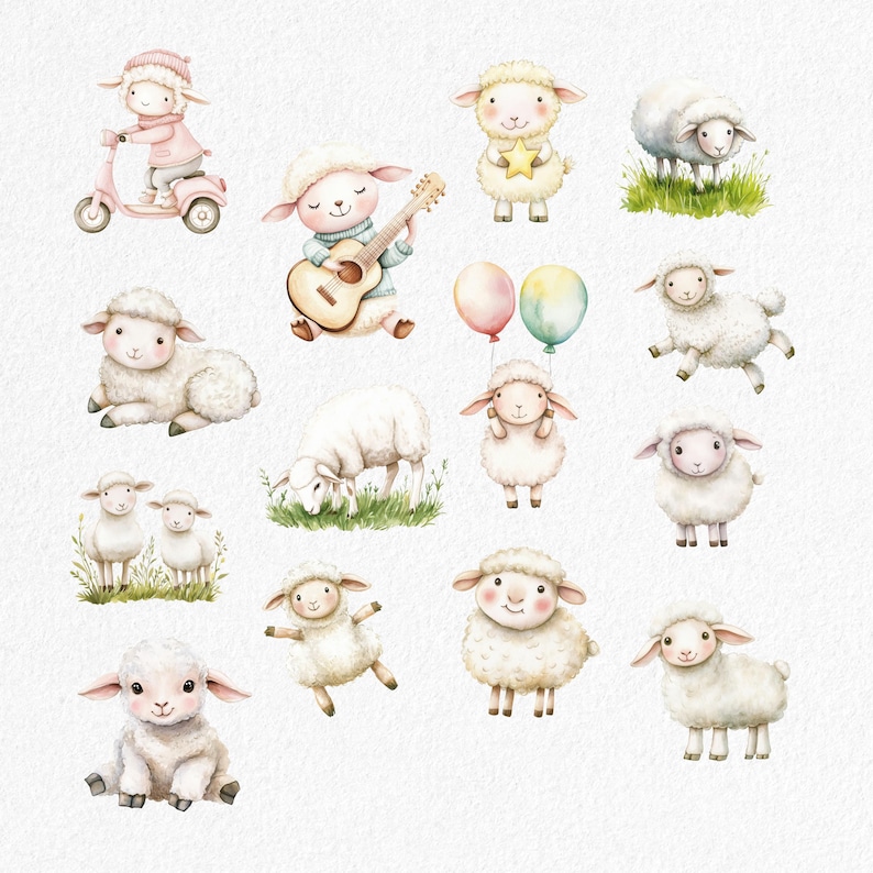 Sheep Clipart, Cute Sheep Character PNG, Farm Animal Clipart ...