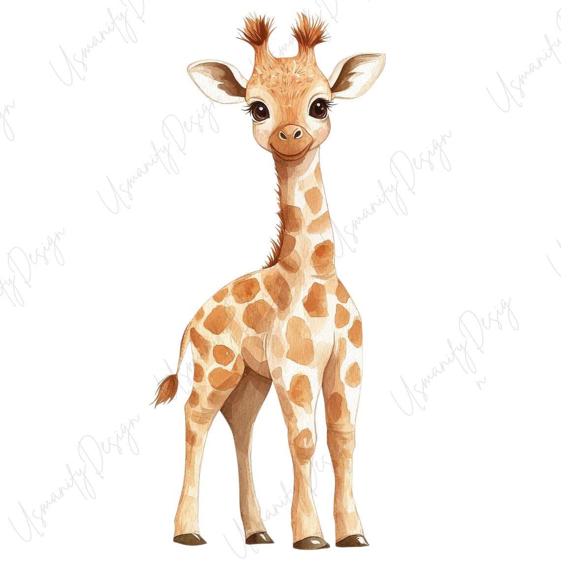 19 Watercolor Giraffe Clipart, Cute Baby Giraffe PNG Bundle, Safari ...