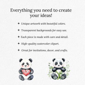 Panda Clipart Bundle, Cute Panda Character Pngs, Watercolor Bear Clip ...