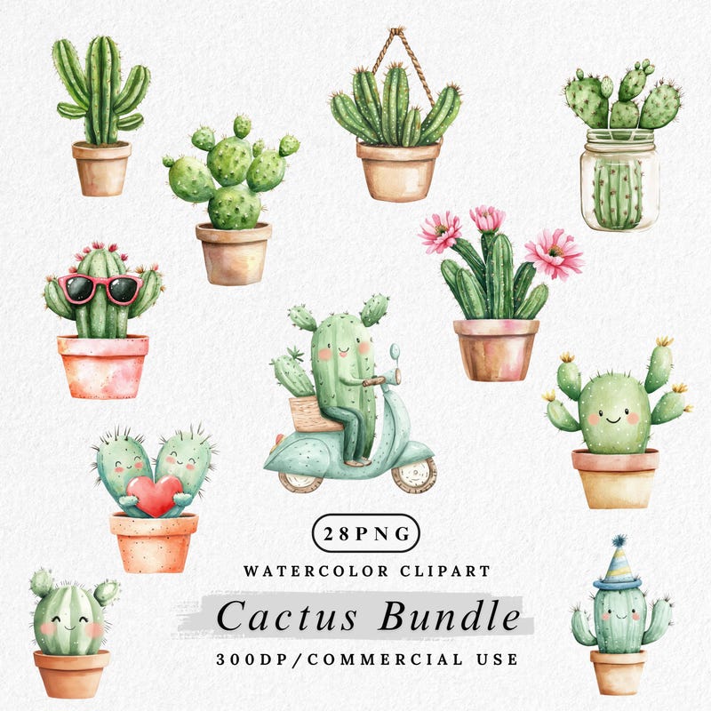 Cactus Clipart - Etsy