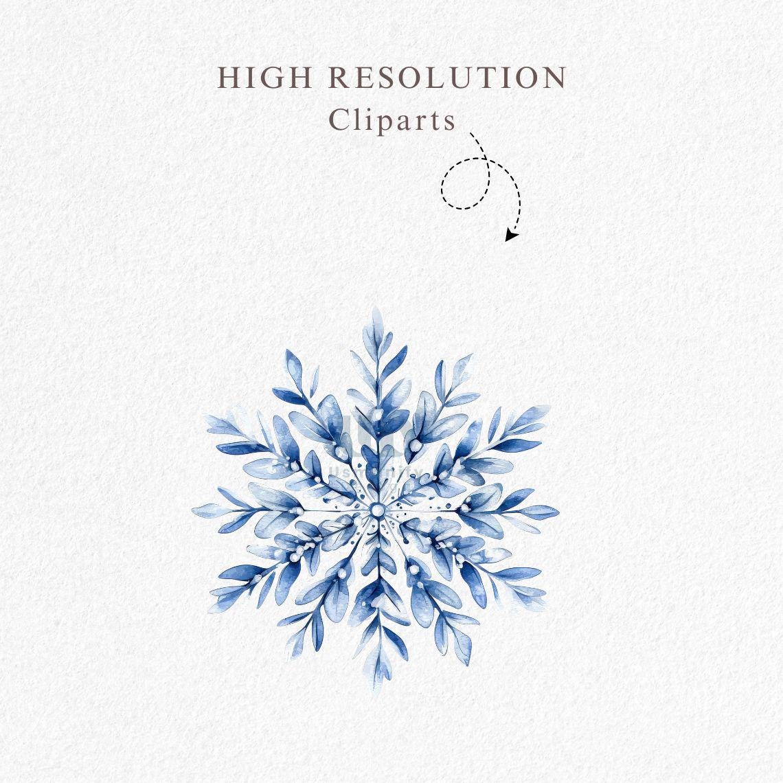 Watercolor Snowflake Clipart: Winter Holiday PNG Graphics (digital ...