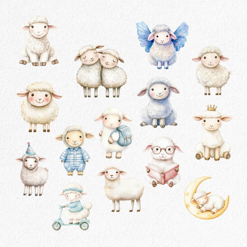 Sheep Clipart, Cute Sheep Character PNG, Farm Animal Clipart ...