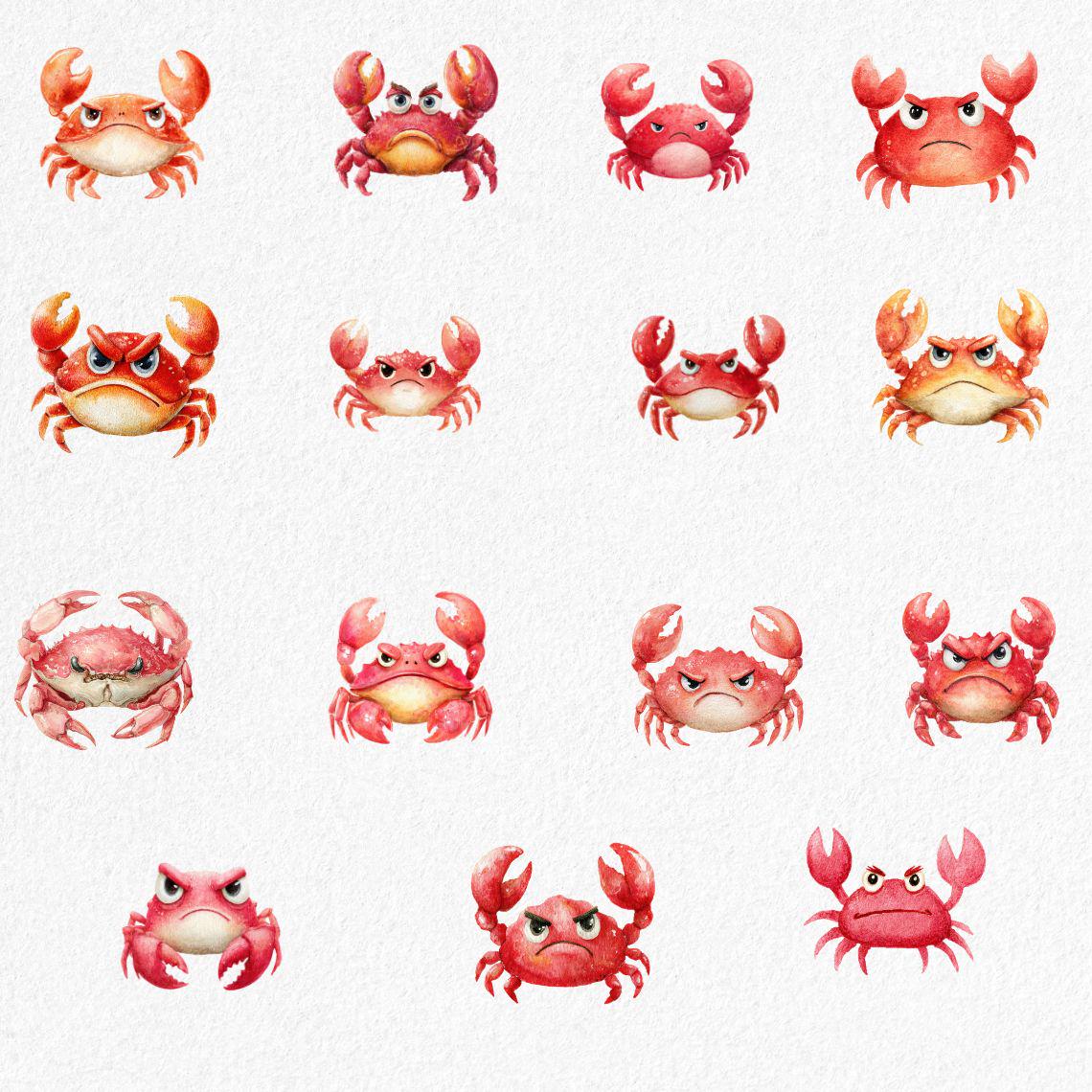 Angry Crab Clipart, Cute Sea Animal PNG, Funny Crab Illustration ...