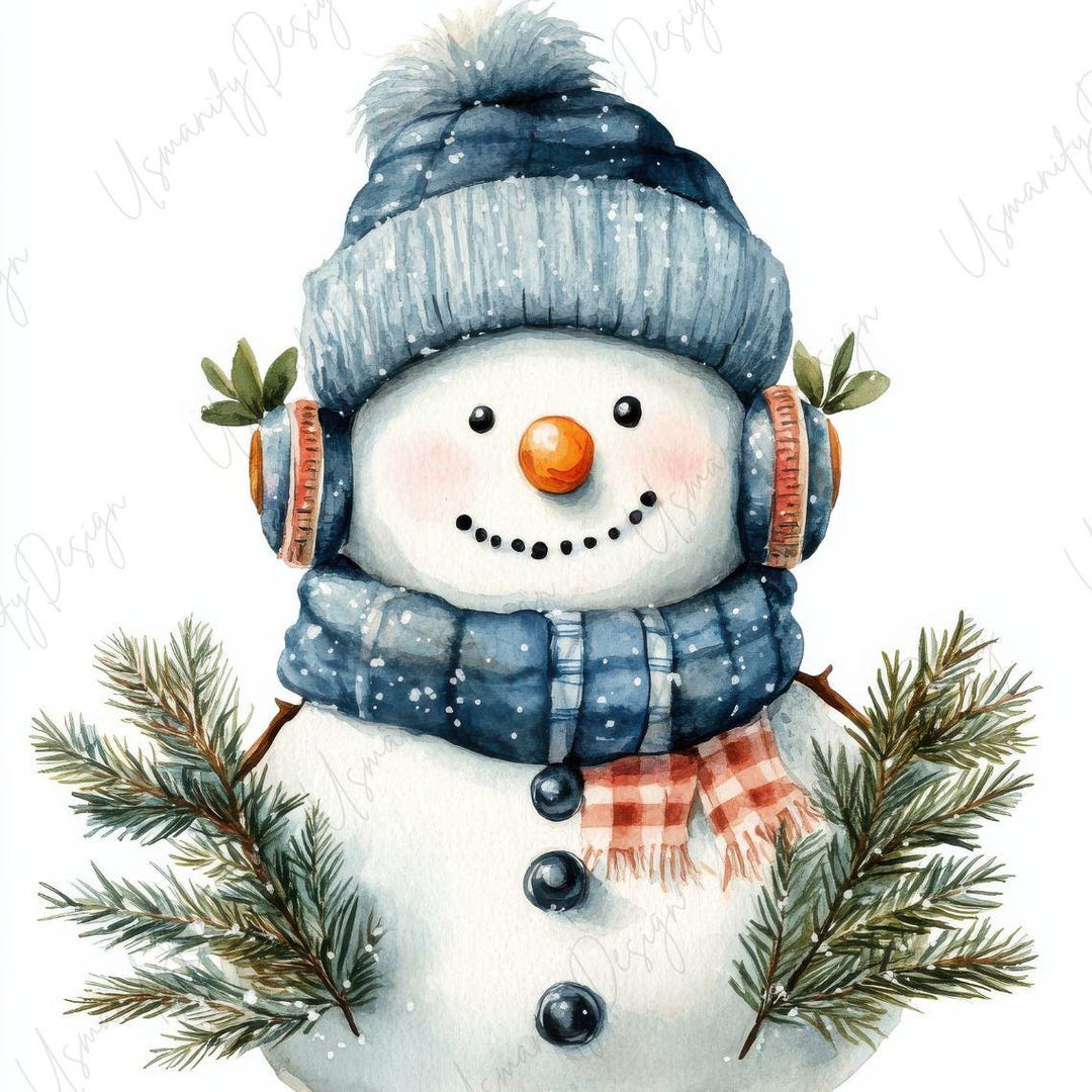 21 Snowman Clipart, Cute Winter Snowman, Holiday Snow Character Art ...