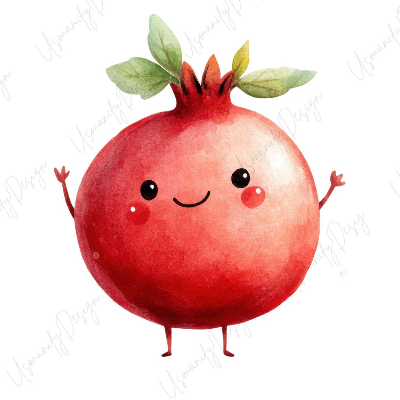 16 Watercolor Cute Fruit Art, Kawaii Fruit Clipart Set, Smiling Food ...