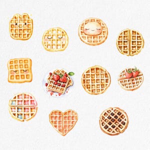 Waffle Clipart Bundle, Waffle Character Pngs, Cartoon Waffle Clipart ...