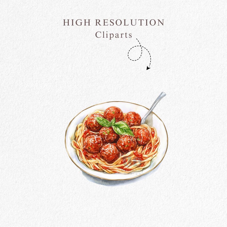 Watercolor Pasta Clipart: Italian Food PNG Graphics (digital Download ...
