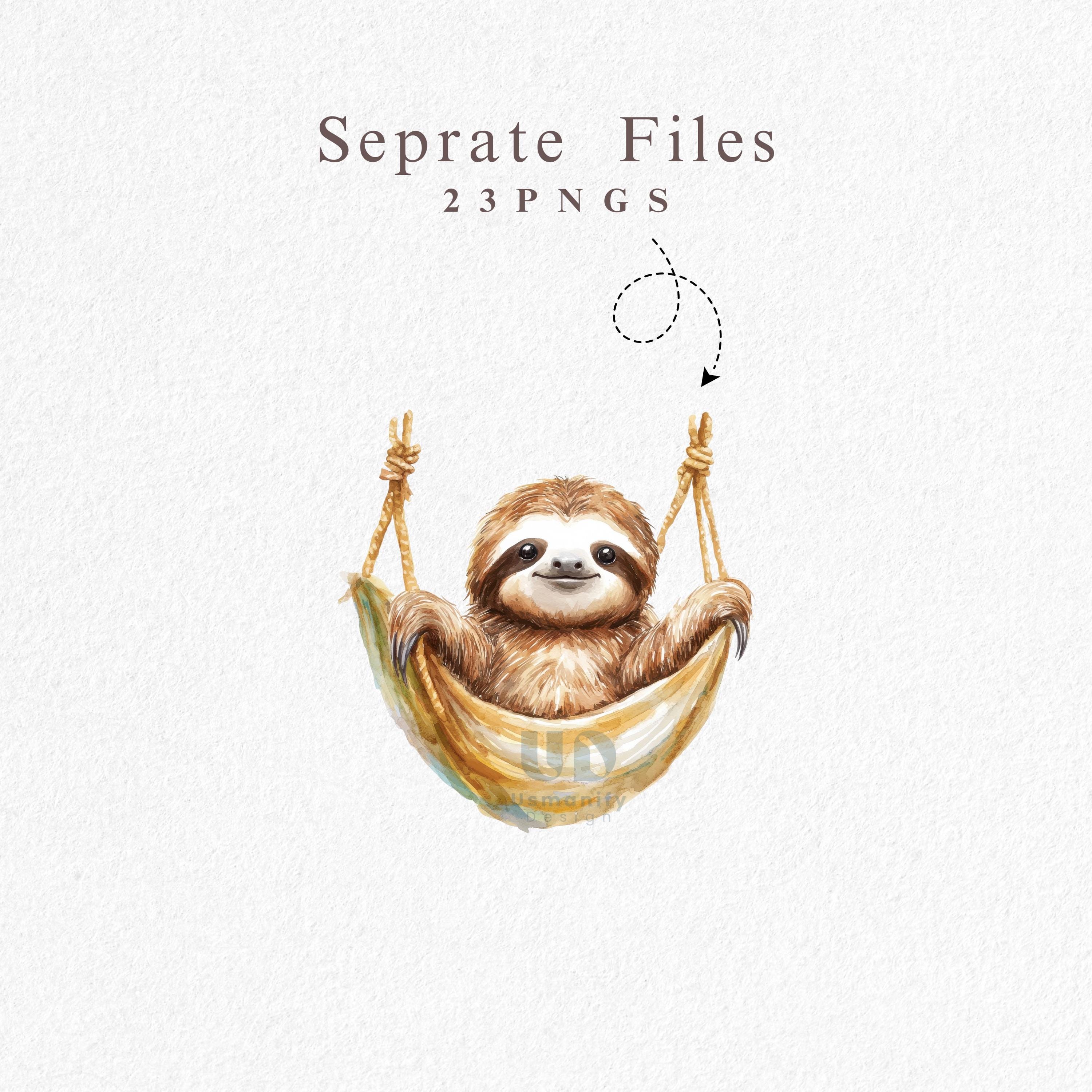 Watercolor Sloth Clipart: Jungle Animal PNG Images (digital Download ...