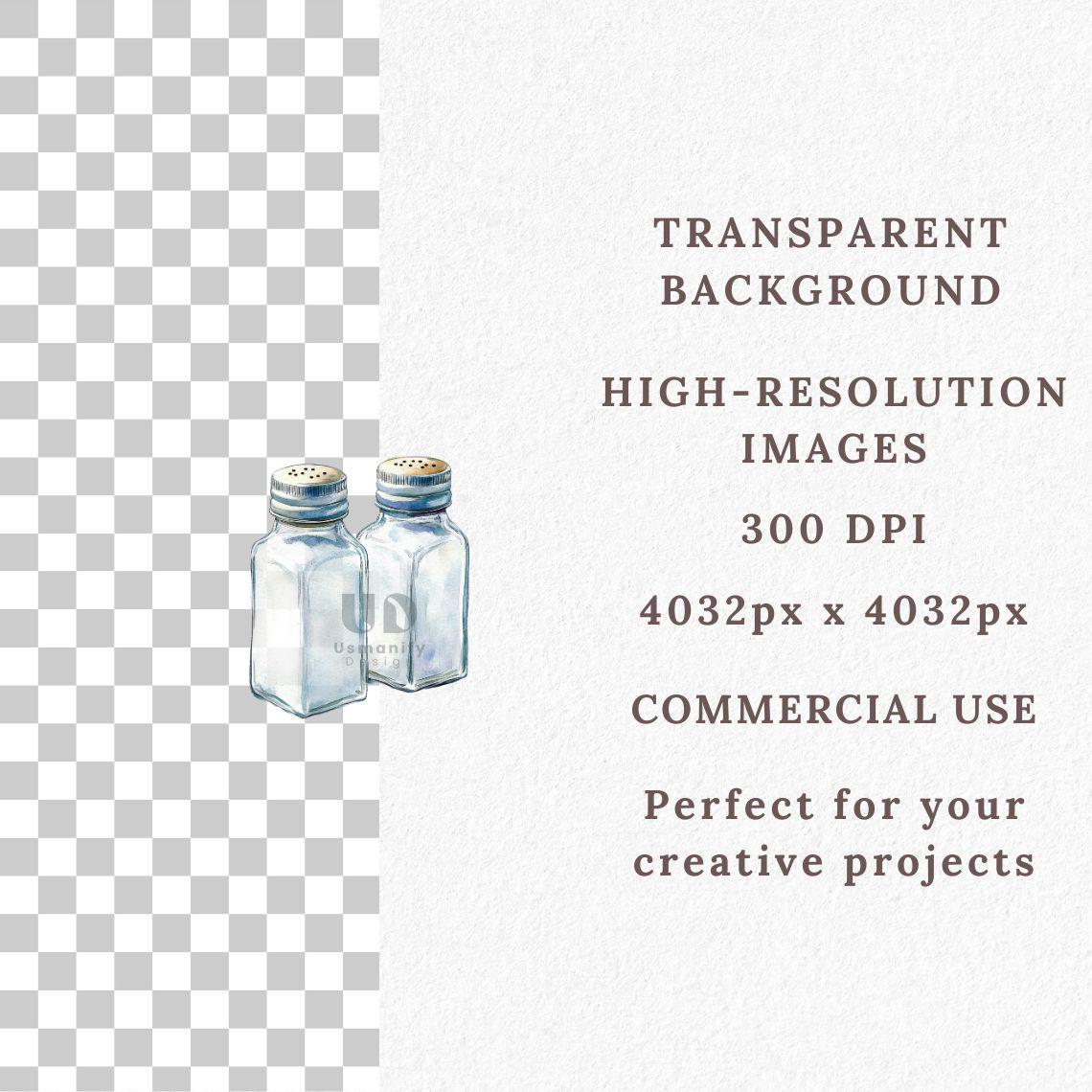Salt Shaker Clipart: Watercolor Kitchen PNG Bundle, Cute Cooking ...