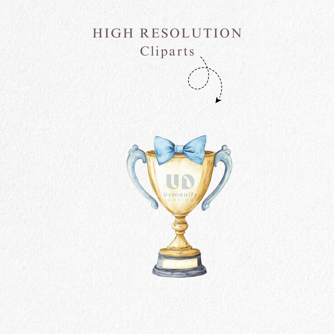 Watercolor Trophy Clipart: Champion Award PNG Images (digital Download ...