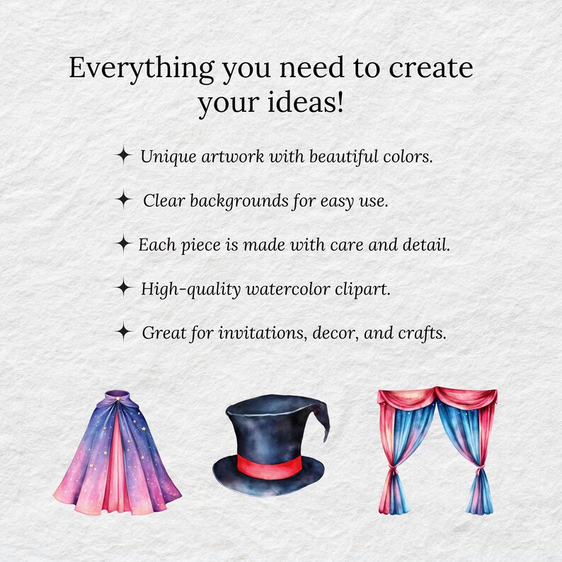 Watercolor Magician Clipart: Magic Show PNG Graphics (digital Download ...