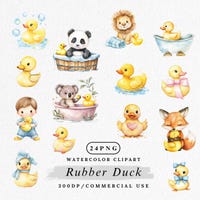 15 Rubber Duck Clipart, Watercolor Ducks Clipart, Instant Download ...