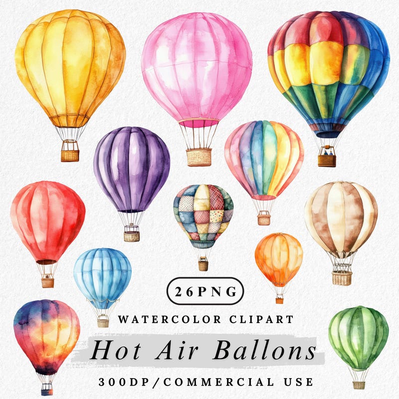 Hot Air Balloon Clipart - Etsy