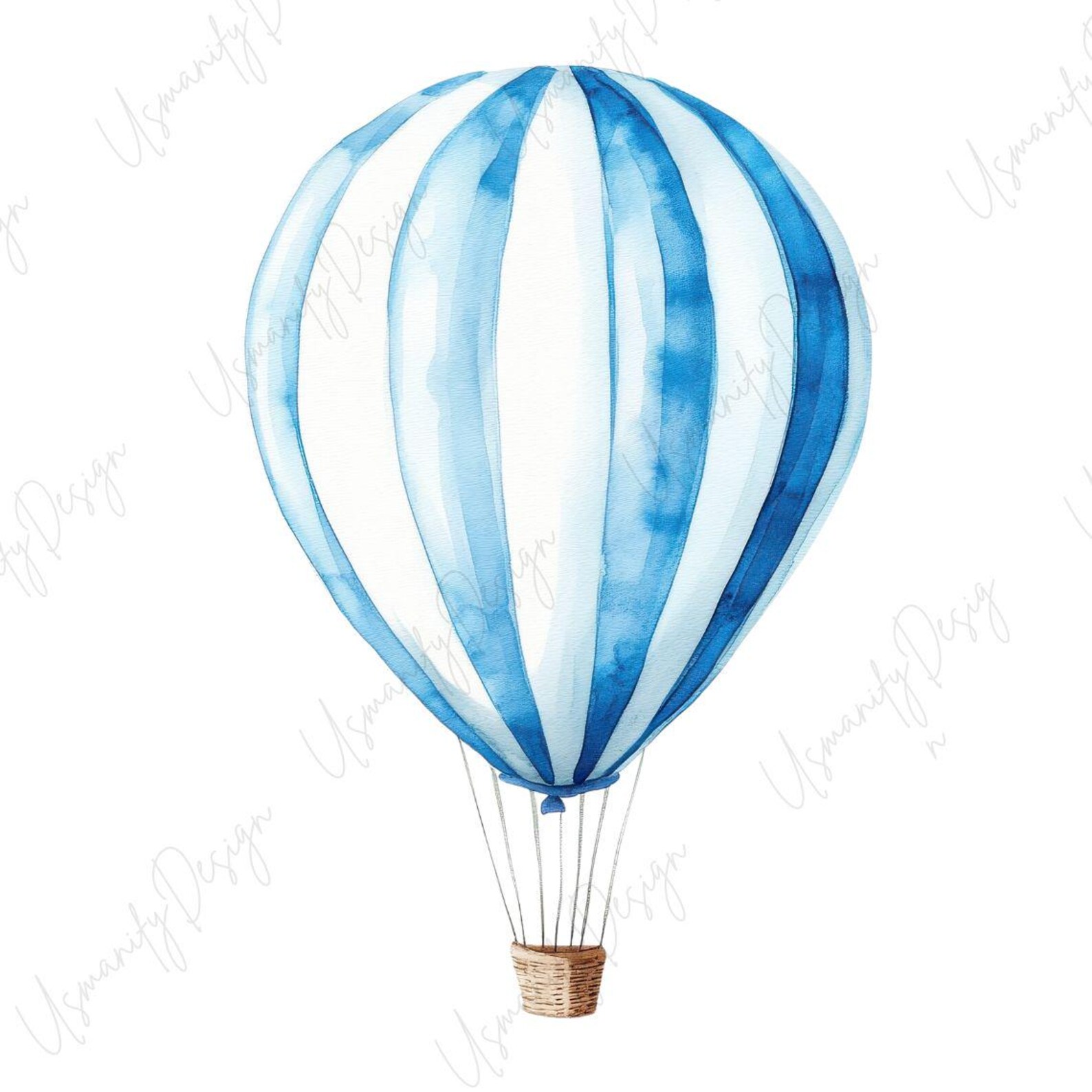 20 Watercolor Hot Air Balloon Art, Blue Vintage Balloon Clipart, Travel ...