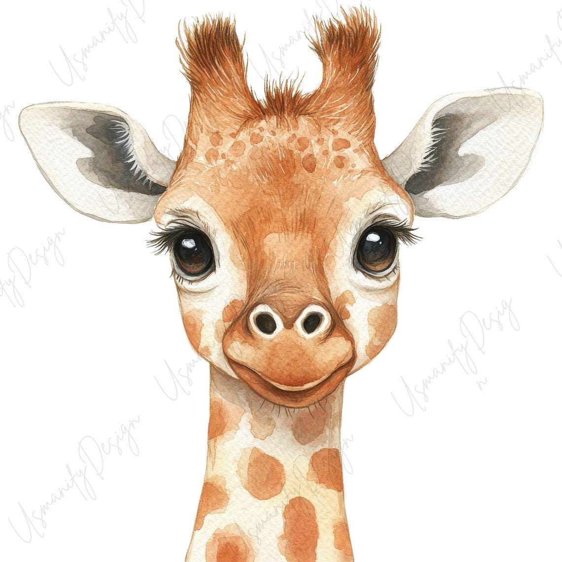 19 Watercolor Giraffe Clipart, Cute Baby Giraffe PNG Bundle, Safari ...