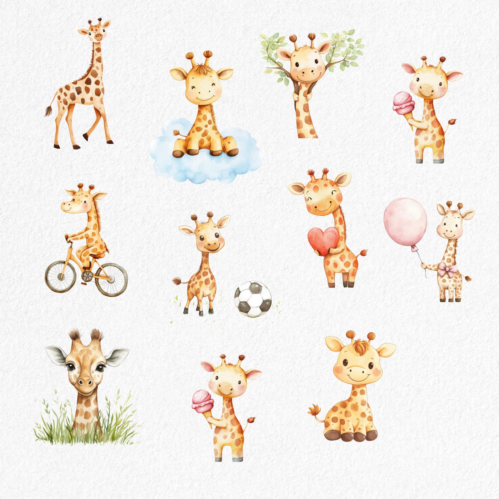 Giraffe Clipart Bundle, Cute Giraffe Character Pngs, Safari Animal ...