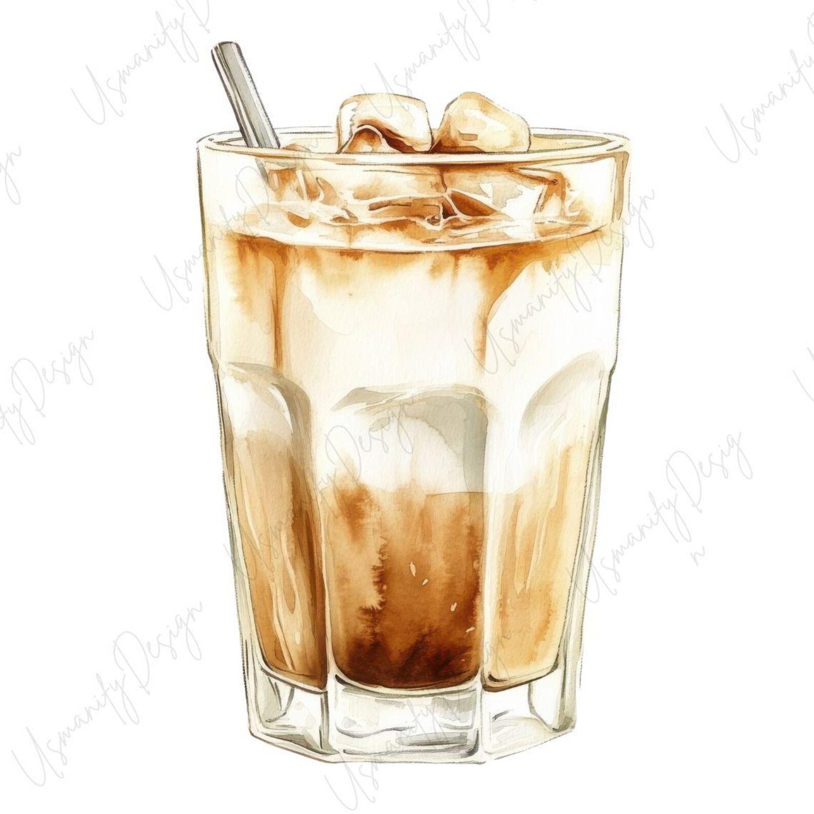 23 Watercolor Iced Coffee Clipart, Cold Drink PNG Bundle, Glass ...
