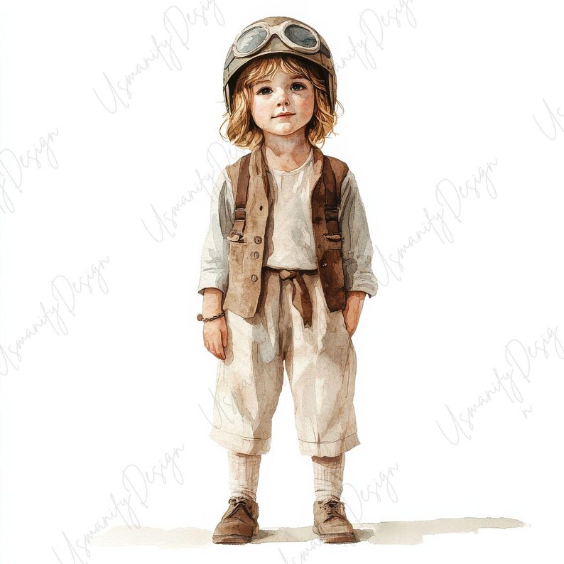 16 Watercolor Children Clipart JPG, Vintage Kids Illustration, Cozy ...
