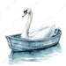12 Watercolor Swan Boat Clipart, Swan JPG Art, Animal Illustration ...