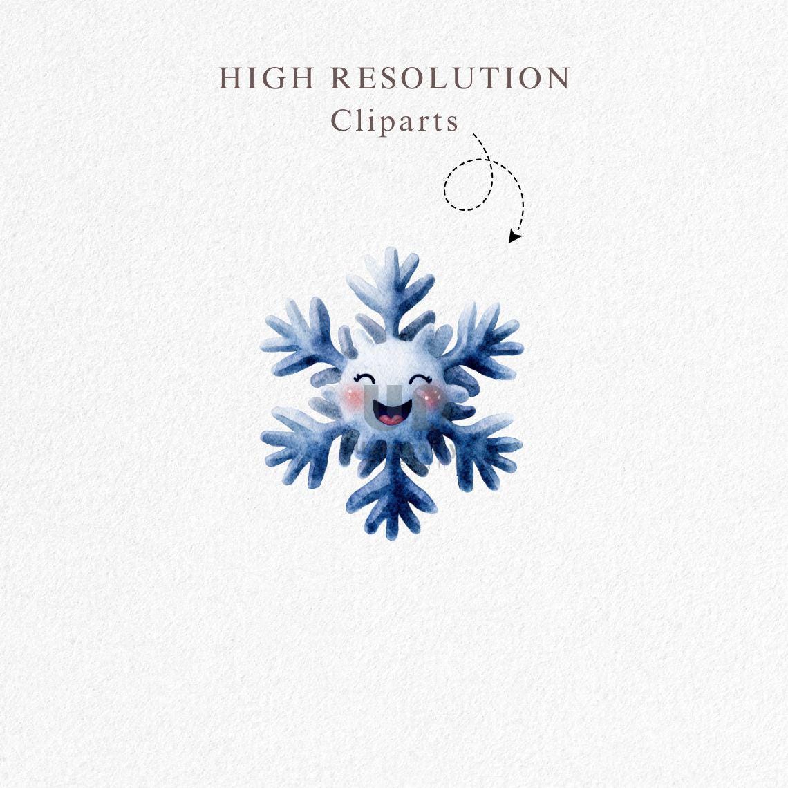 Cartoon Snowflake Clipart, Cute Winter PNG Bundle, Kawaii Snowflake ...